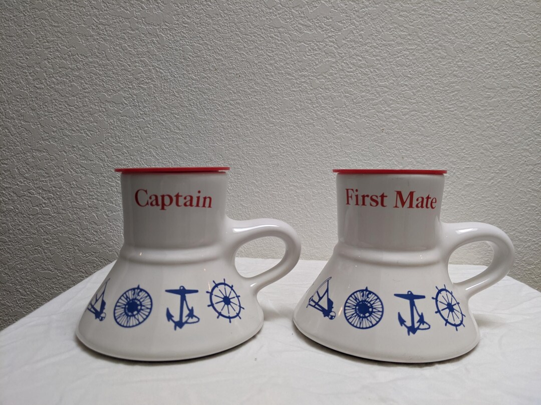 Vintage Captain & First Mate Mugs by Feltman Langer With Original Lids ...
