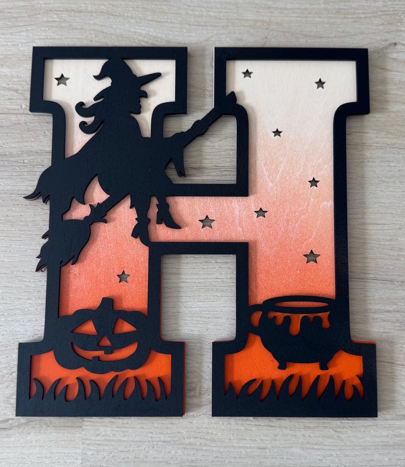 Custom 2-layer Halloween Witch Letter | Personalized Halloween Inital ...