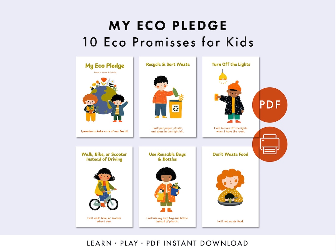 Eco Pledge Booklet for Children | Nature-inspired Environmental ...