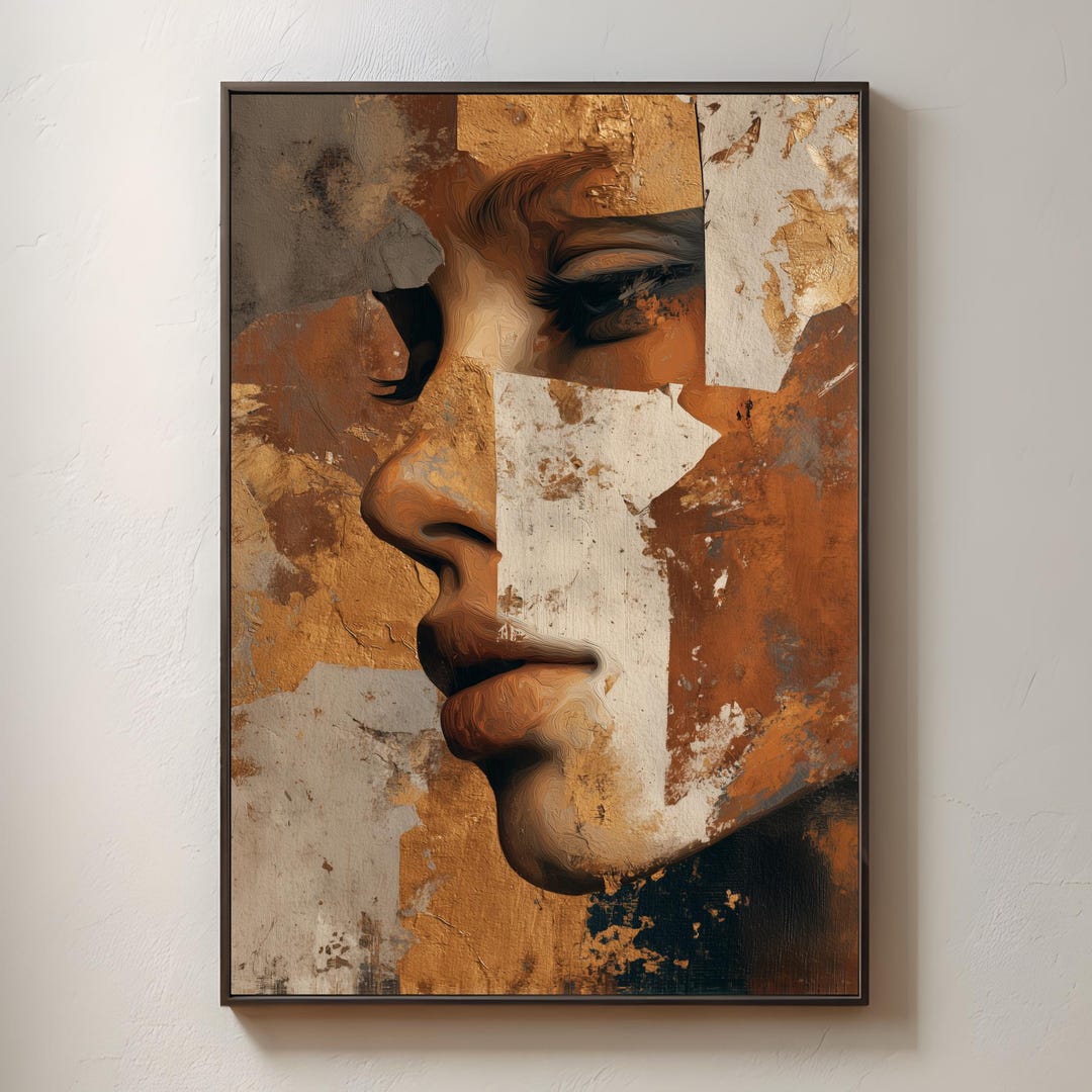 Female Face Wall Art | Terracotta Modern Abstract Portrait - Etsy