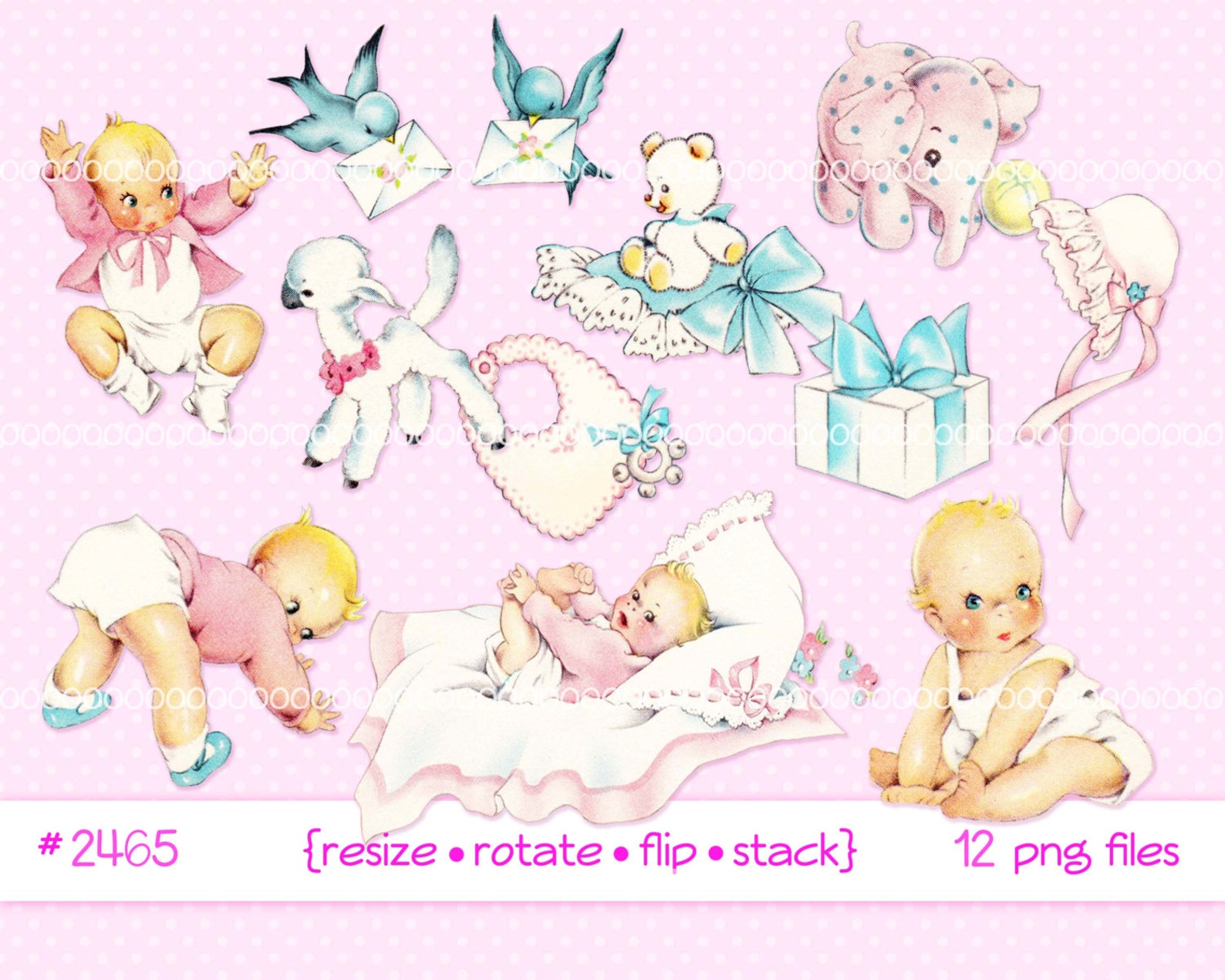 Digital Clipart Instant Download Vintage Baby Clip Art | Etsy