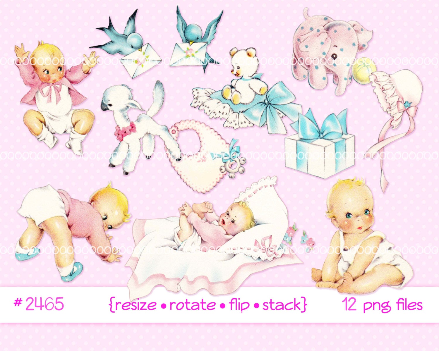 Digital Clipart instant download vintage baby clip art | Etsy