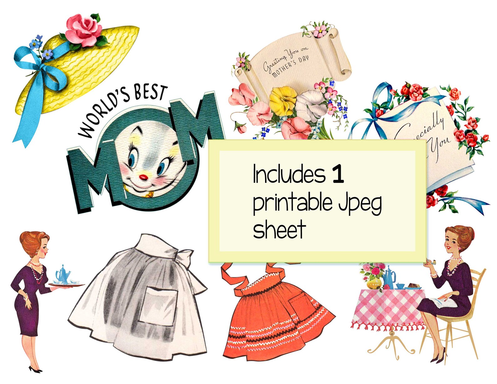 Mother's Day Digital Clipart Instant Download Vintage - Etsy