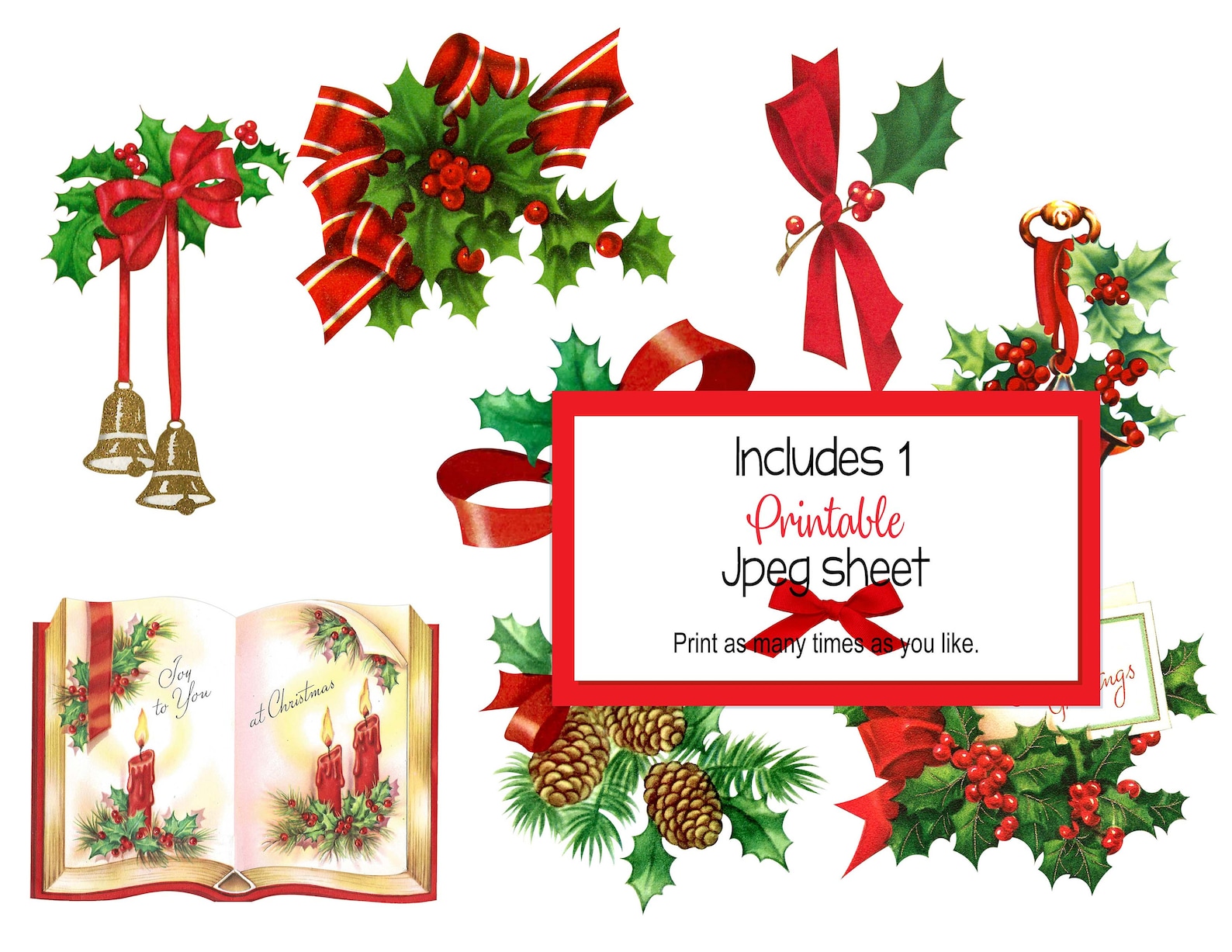 Digital Clipart Instant Download Christmas Greeting Card - Etsy