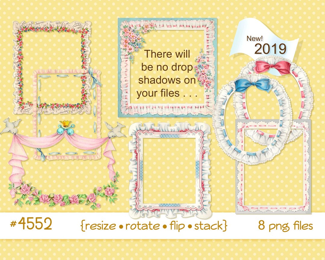 Baby Border Clipart, Instant Digital Download, Vintage Baby, Flowers ...