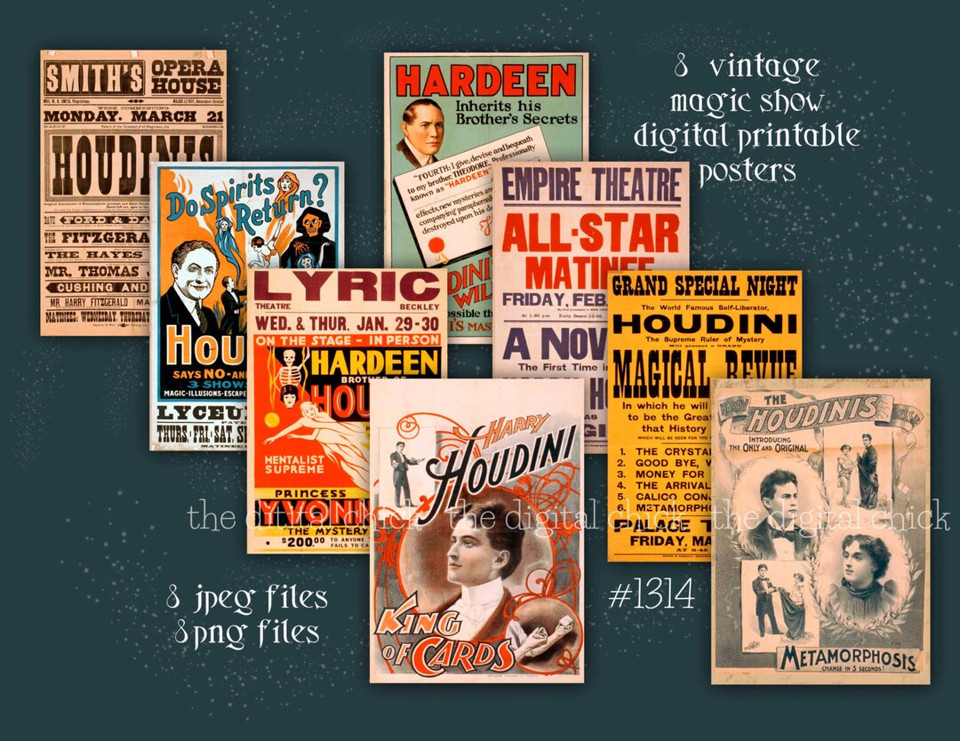 Vintage Magic Show Posters Houdiniinstant Digital - Etsy