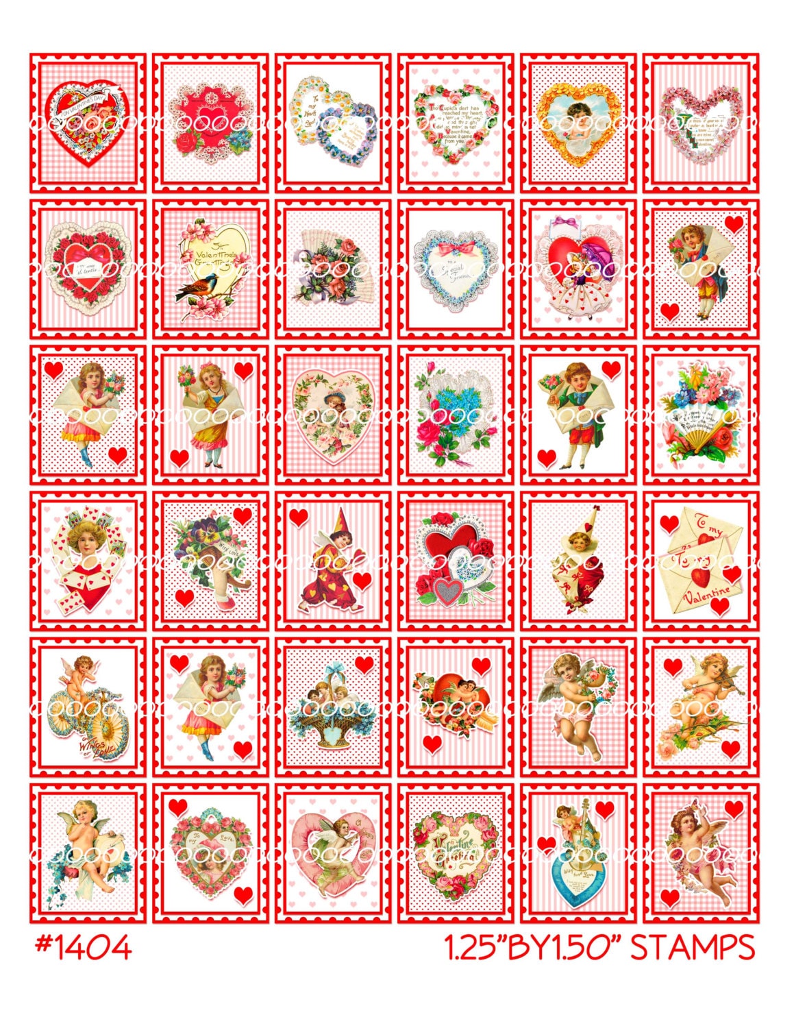 Digital Clipart Stamps Instant Download Vintage Valentines - Etsy