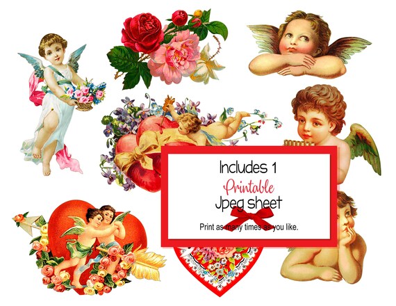 instant download angels cupids cherubs--printable Digital Collage Sheet ...
