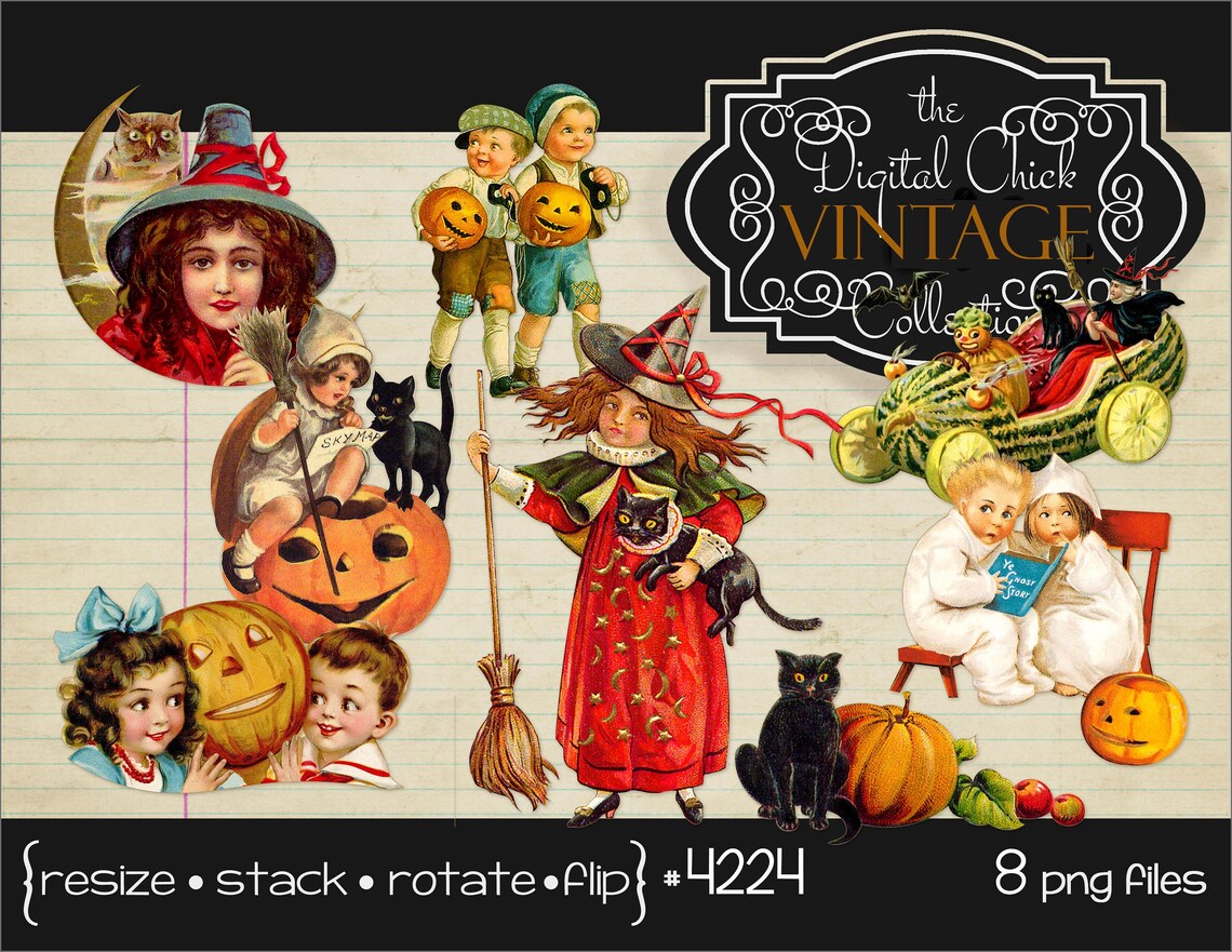 Digital Clipart Vintage Halloween Clipartinstant Digital | Etsy
