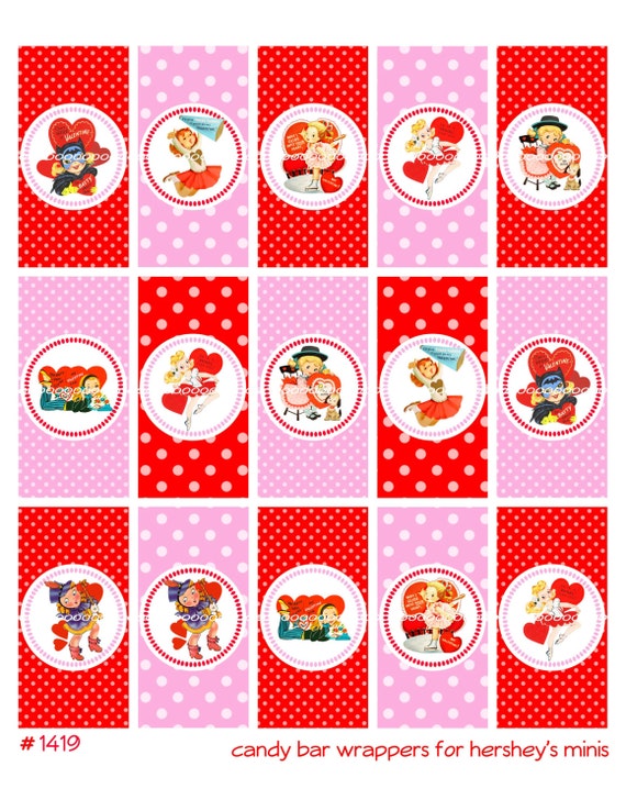 Paper, Party & Kids Materials Valentine Candy Bar Wrappers--1 by 3 dog ...