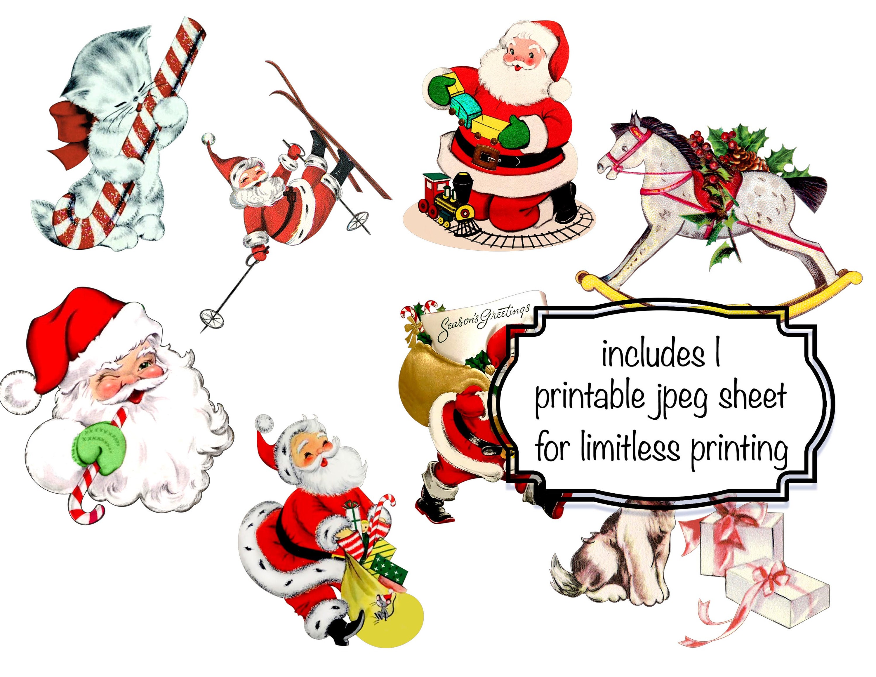Vintage Santa Claus Clipart: Christmas PNG Images (digital Download) - Etsy