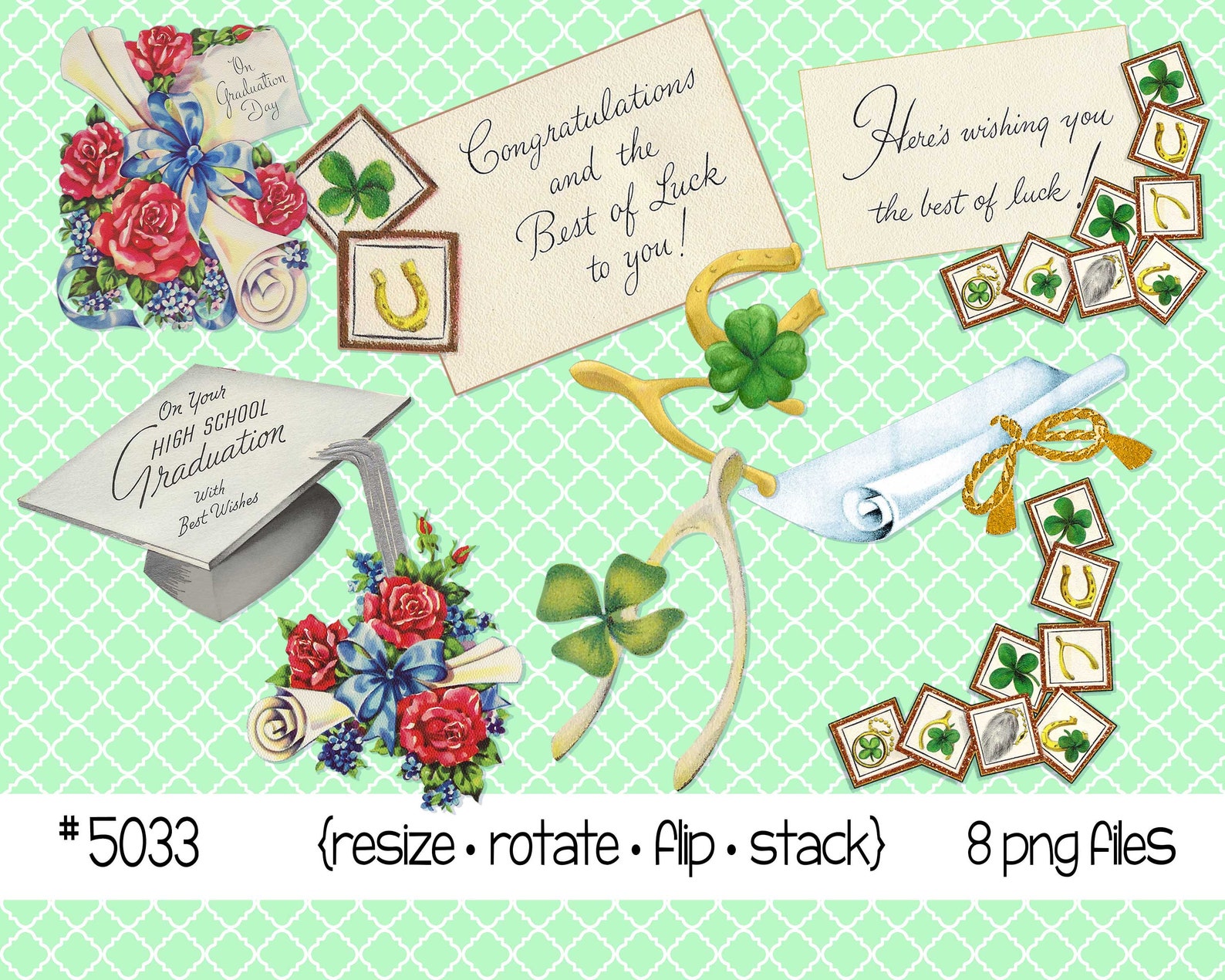 Vintage Graduation clipart grad cap horseshoe diploma | Etsy