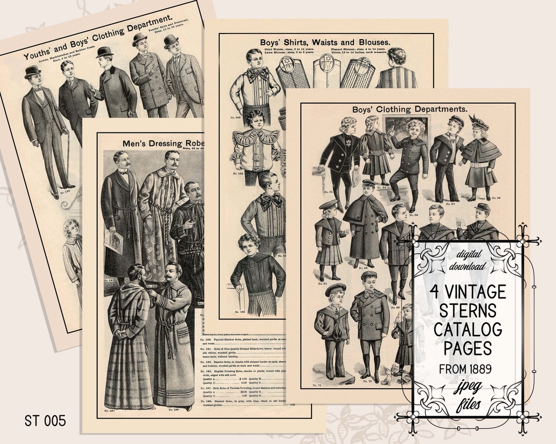 Vintage 1880s Fashion Catalog Pages, Printable Ephemera (digital ...