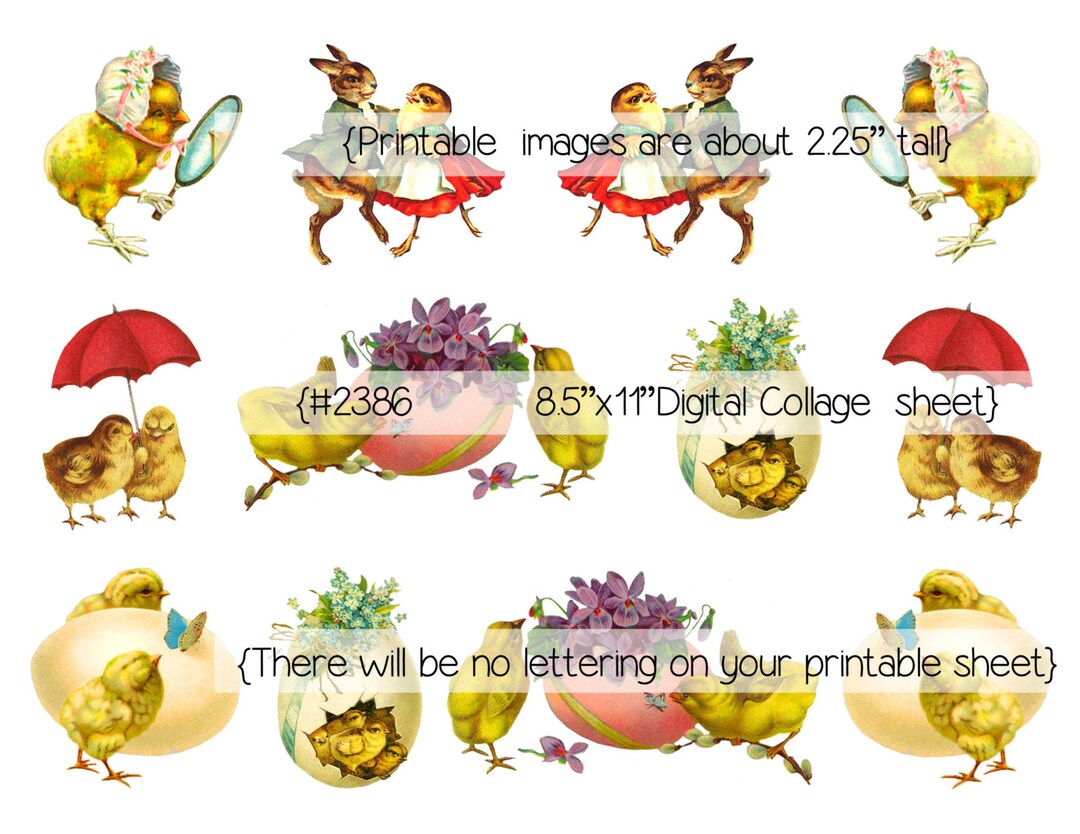 Digital Clipart Instant Download Vintage Easter Chicks - Etsy