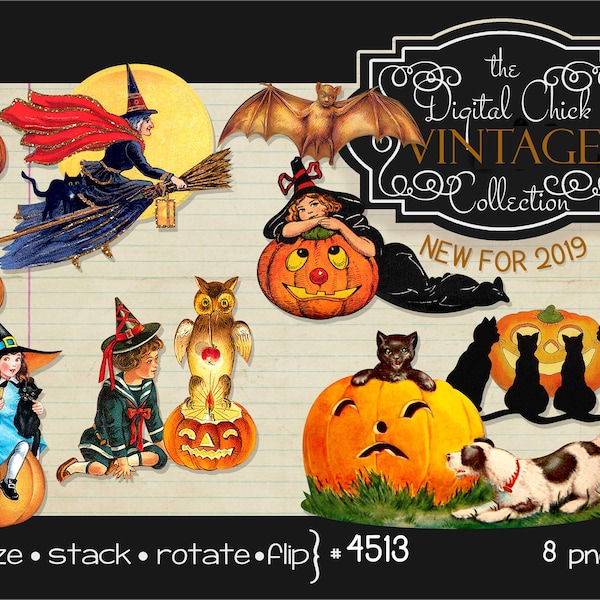 Halloween Vintage Clipart - Etsy