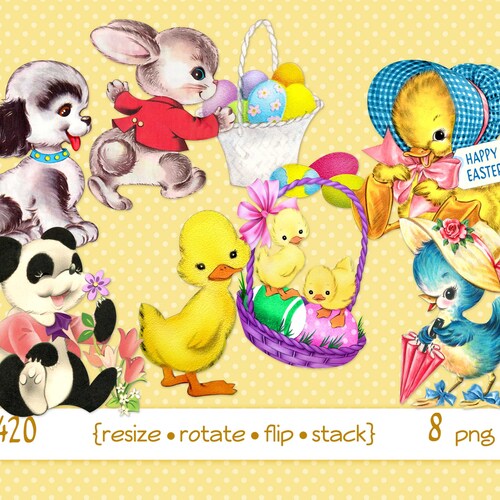 Digital Clipart Instant Download Vintage Easter Images | Etsy