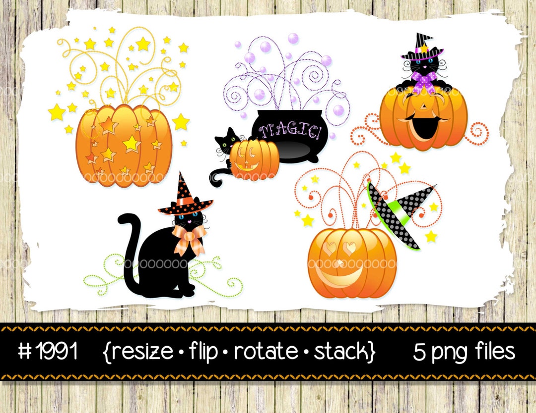 Digital Clipart, Instant Download, Halloween Images, Pumpkins, Cats ...
