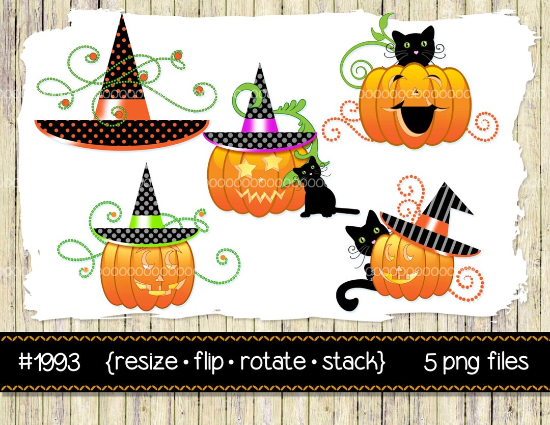 Digital Clipart, Instant Download, Halloween Images, Pumpkins, Black ...