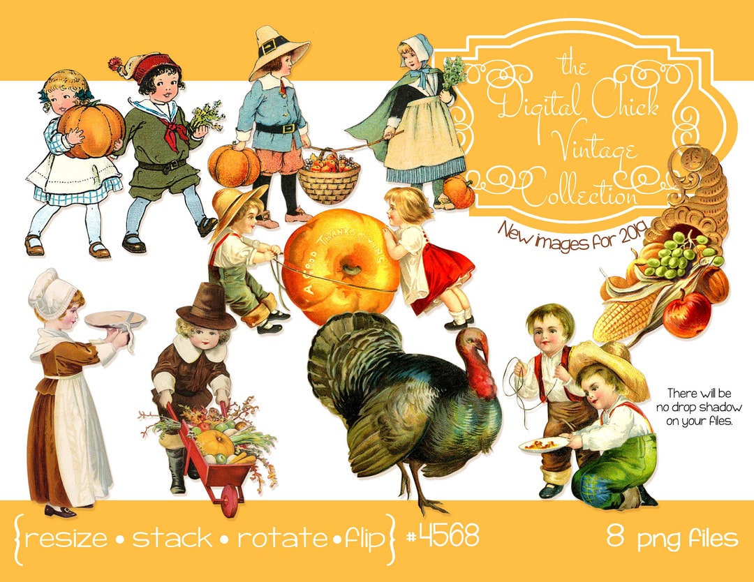 Thanksgiving Clipart, Digital, Instant Download, Vintage Thanksgiving ...