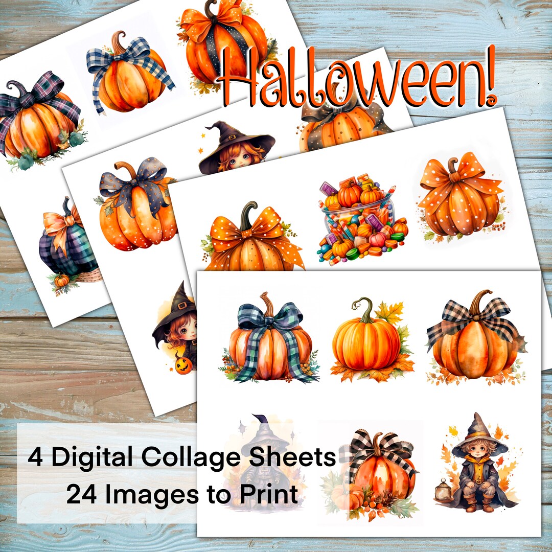 Halloween Digital Clipart, Pumpkin Witch Warlock Candy, 4 Digital ...