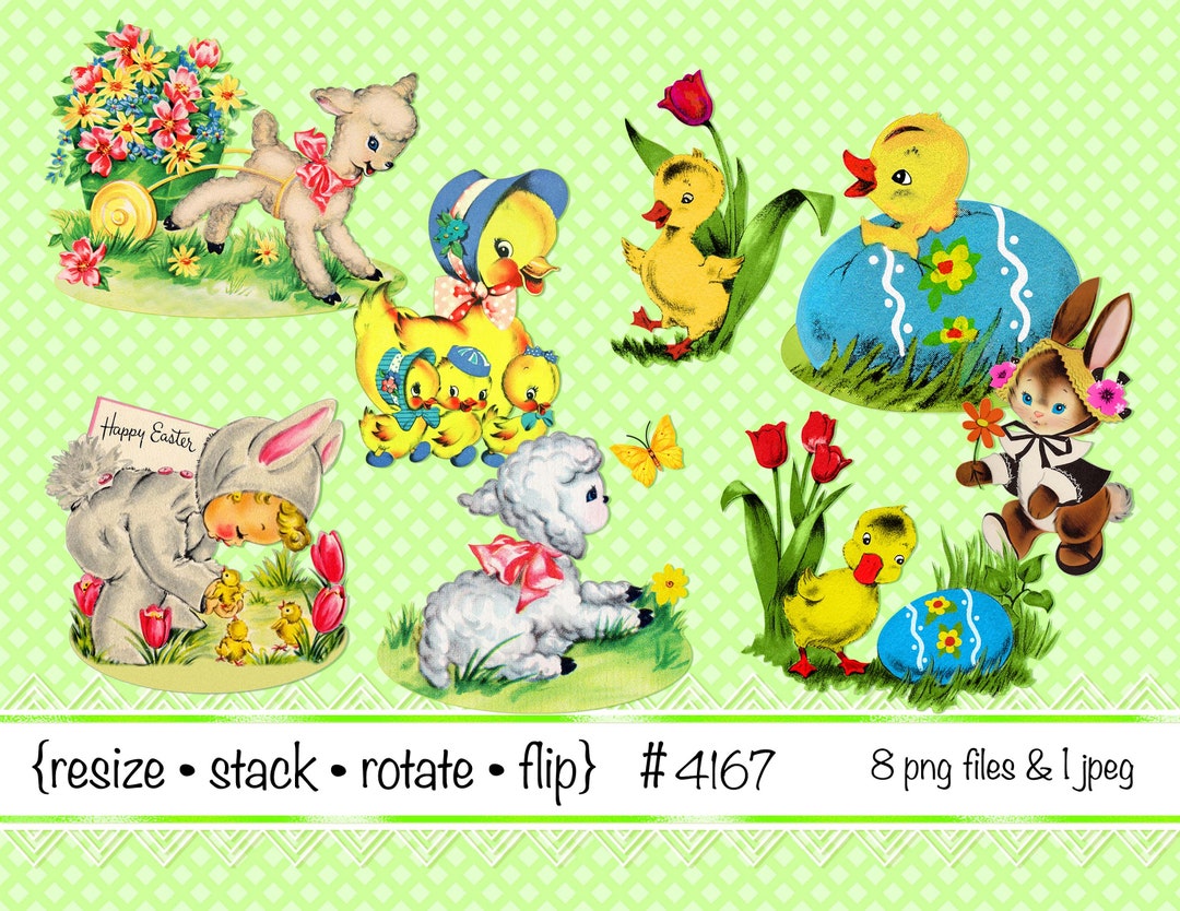 Digital Clipart, Instant Download, Vintage Easter Clip Art, Little Girl ...