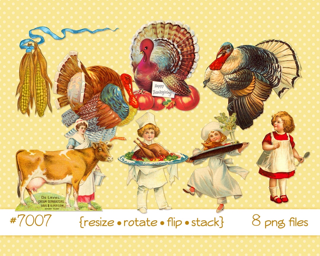 Thanksgiving Clipart, Digital, Instant Download, Vintage Thanksgiving ...