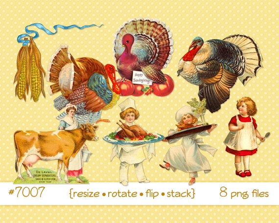 Thanksgiving Clipart Digital Instant Download Vintage | Etsy