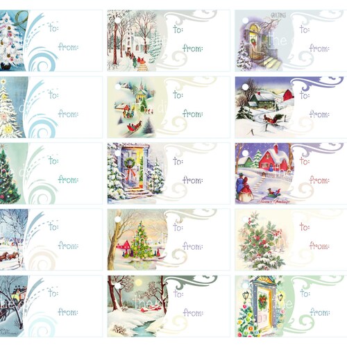 Digital Clipart Instant Download Vintage Christmas Cards or | Etsy