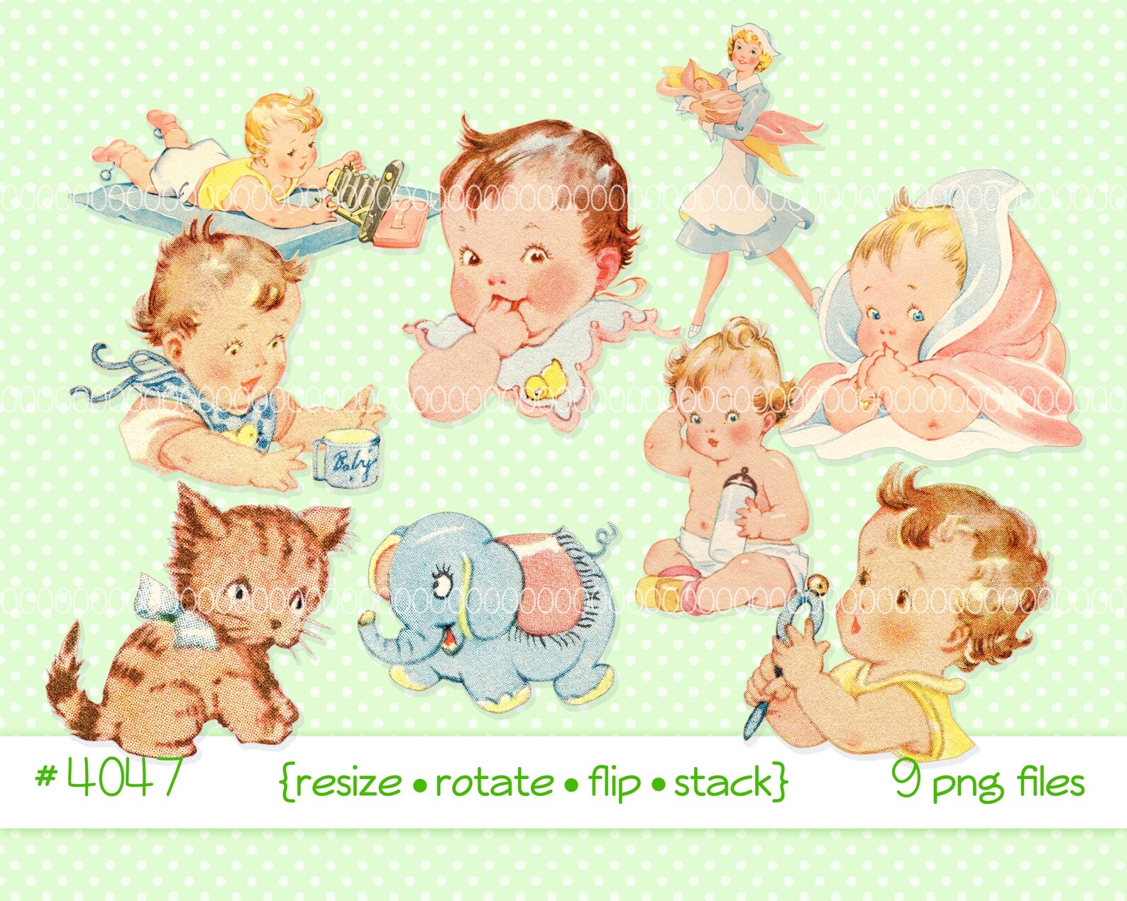 Digital Clipart Instant Download Vintage Baby Clip Art | Etsy