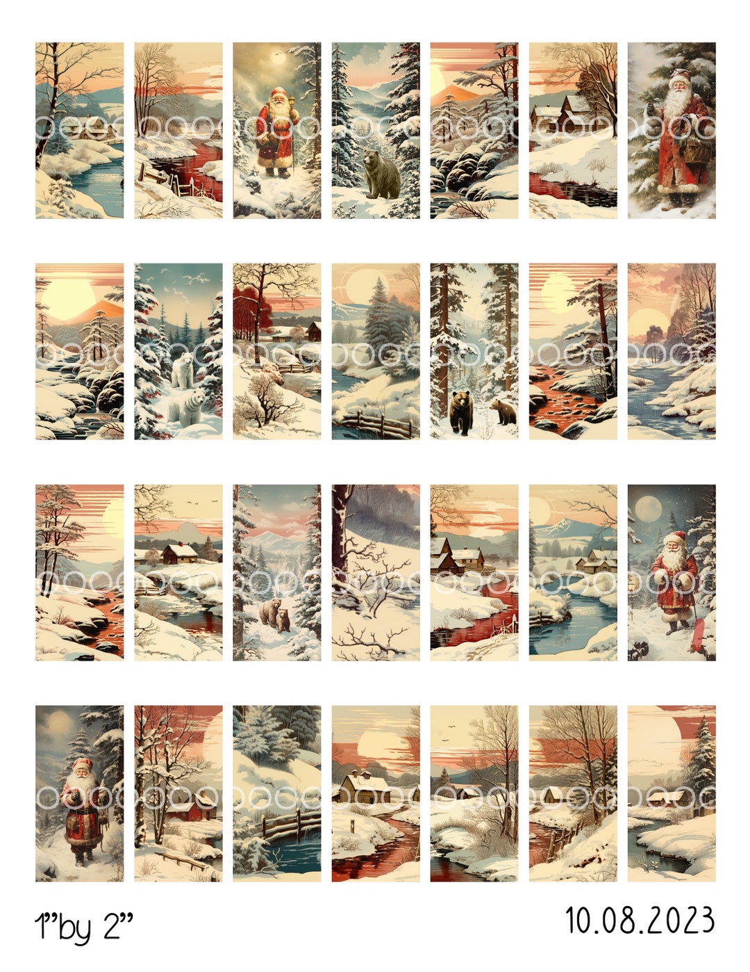 Christmas, Winter Domino Pendant Clipart, Rectangles, Snow, Ice, Rivers ...