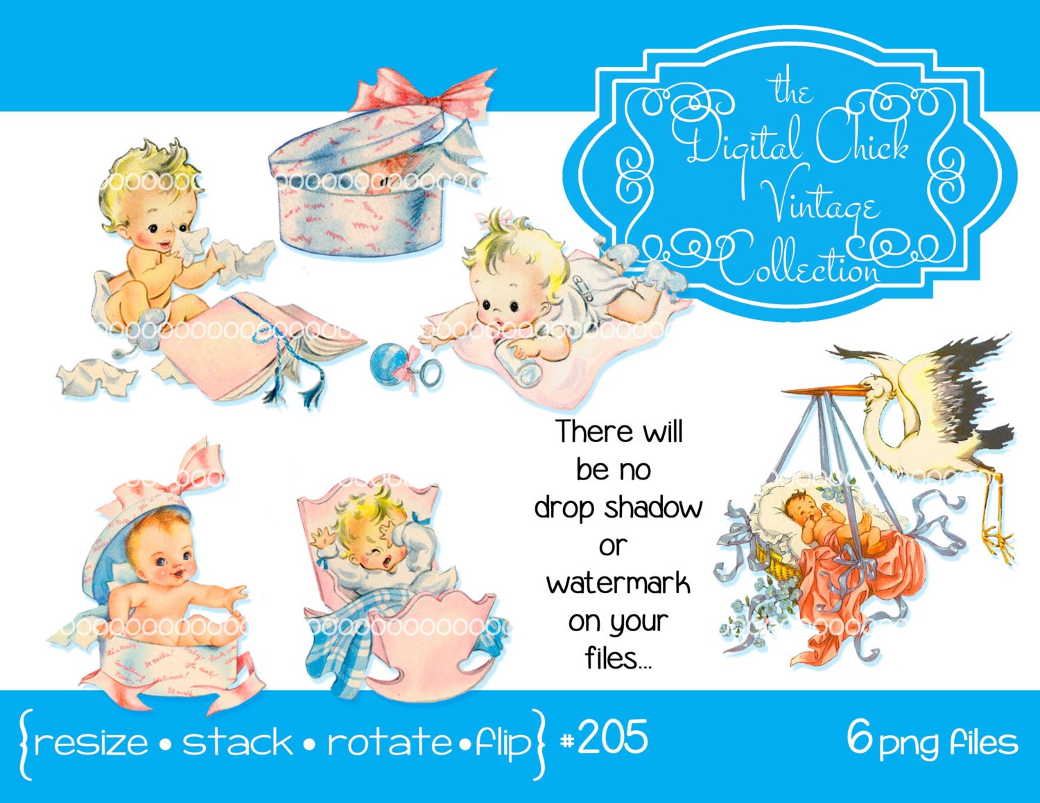 Vintage Stork Clip Art