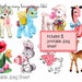 Vintage Easter Digital Clipart, Instant Download, Pony Lamb Giraffe ...