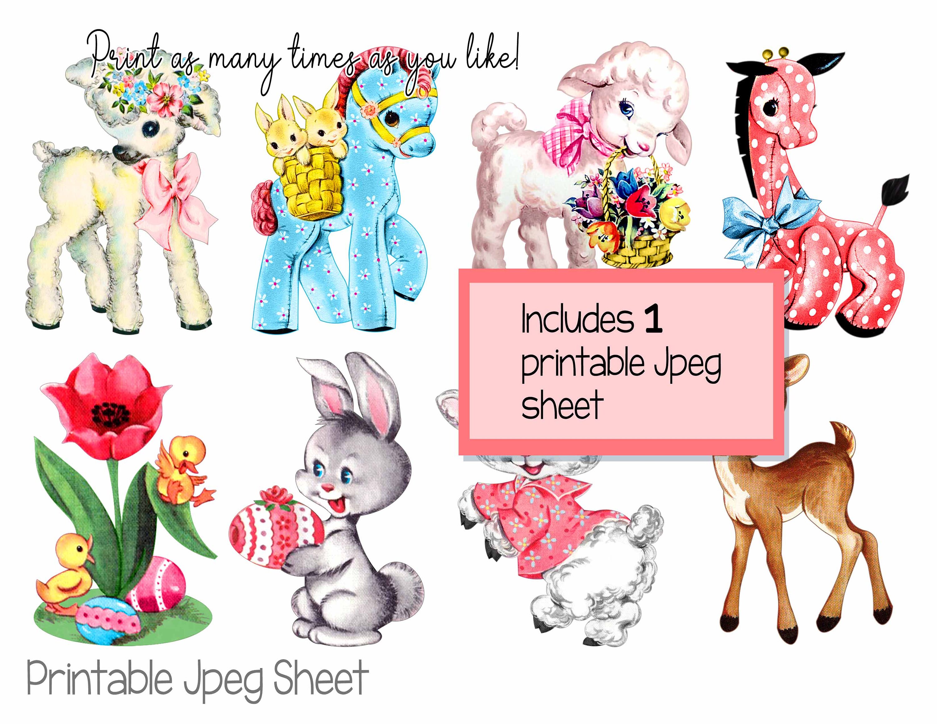 Vintage Easter Digital Clipart Instant Download Pony Lamb - Etsy