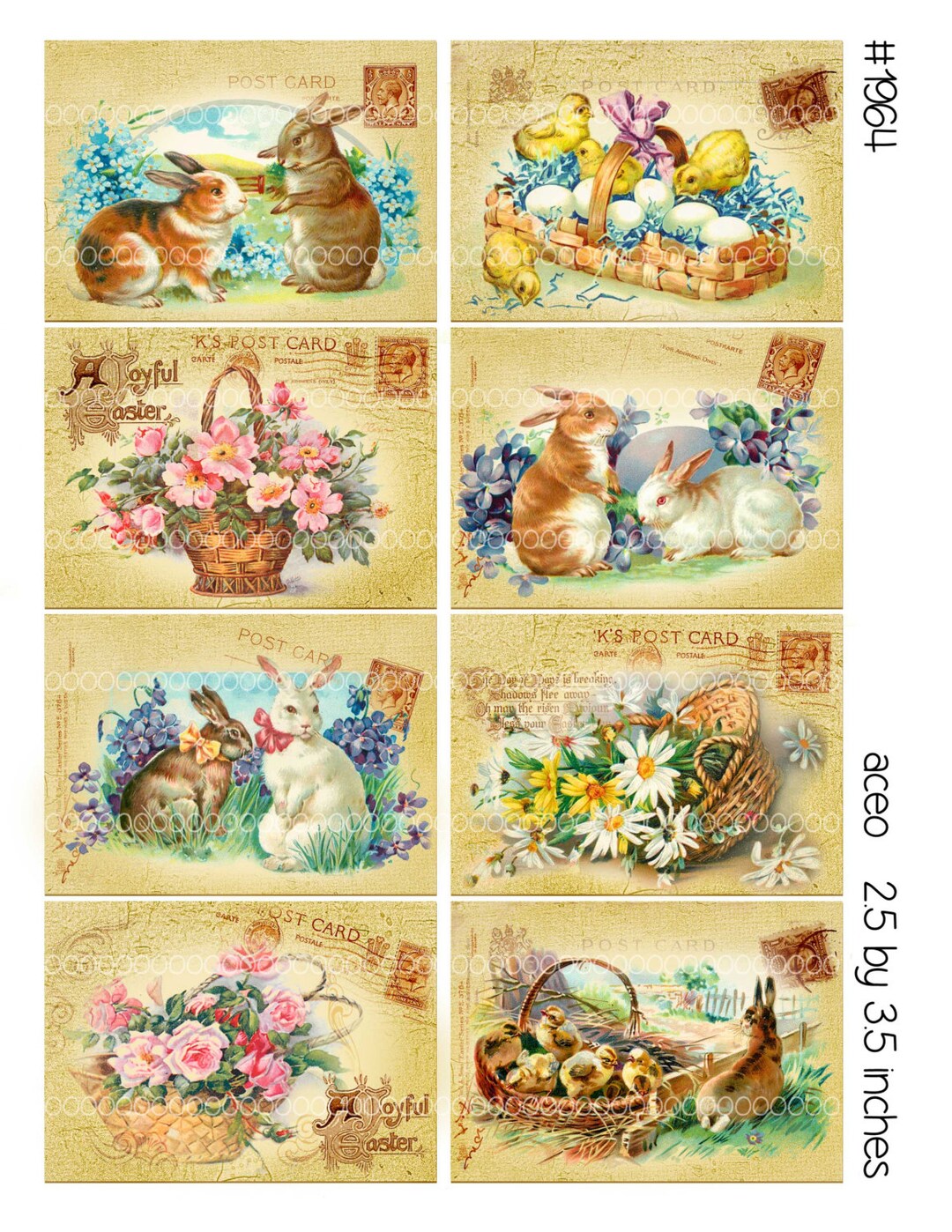 Digital Collage, Instant Download, Vintage Easter Images, Easter Rabbit ...