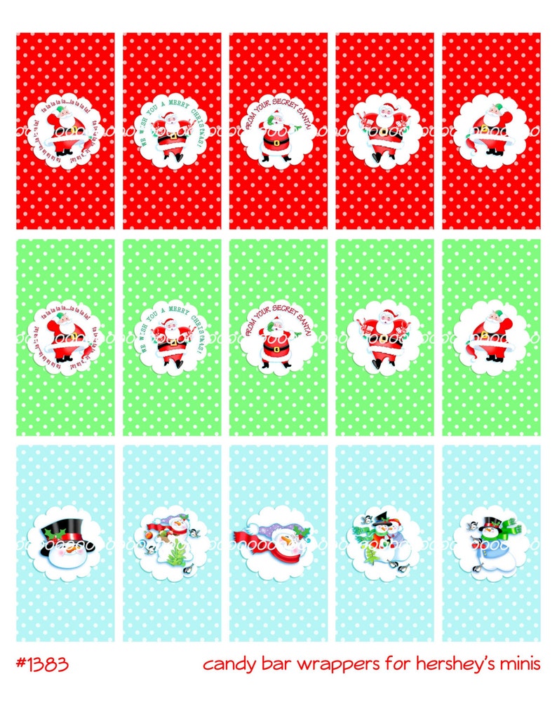 Candy Bar Wrappers1.5 by 3 Secret Santa Snowman - Etsy