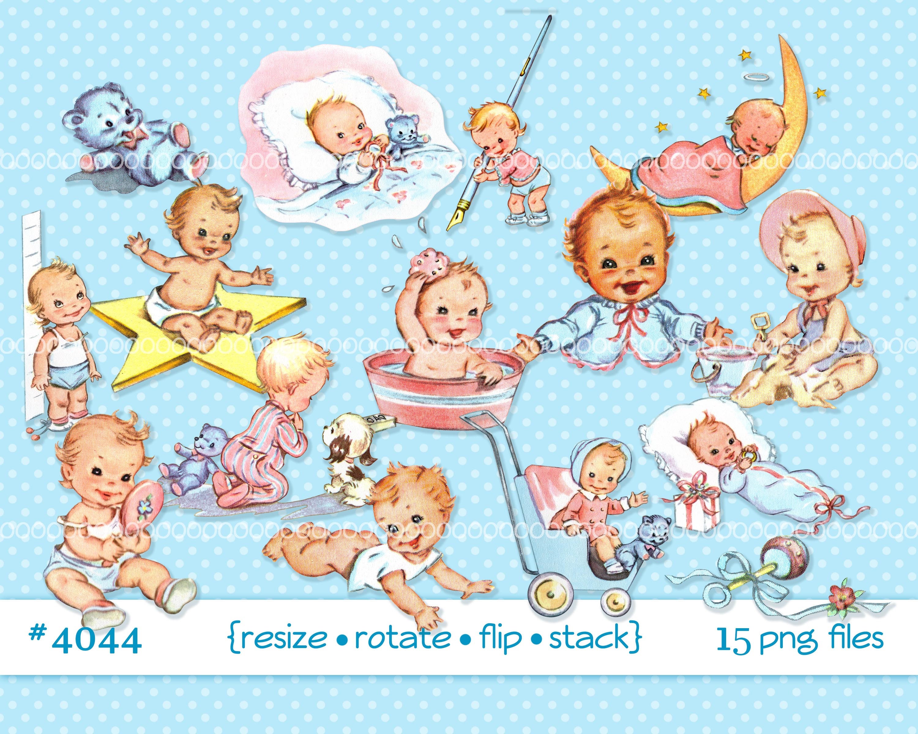 Digital Clipart instant download vintage baby clip art | Etsy
