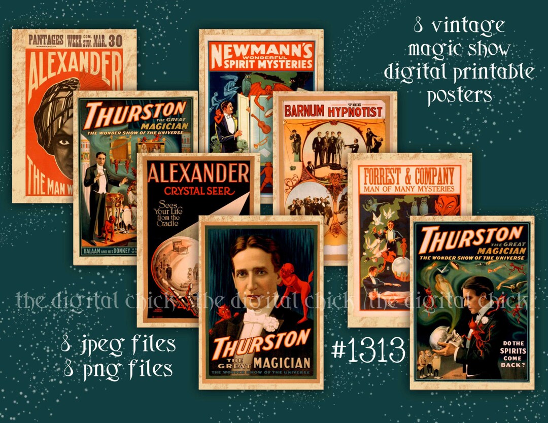 Vintage Magic Show Postersinstant Digital Downloadhalloween Magic ...