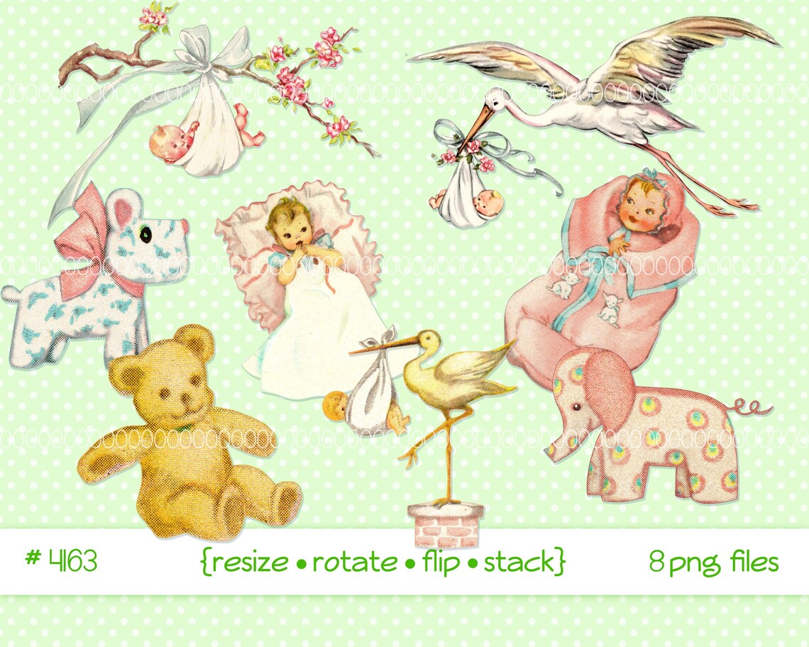 Digital Clipart Instant Download Vintage Baby Infant - Etsy