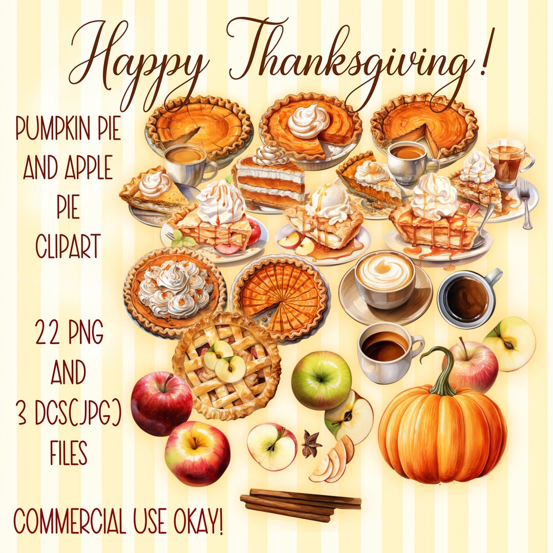Thanksgiving Pie Clipart Bundle: Pumpkin & Apple (22 PNG Files) - Etsy