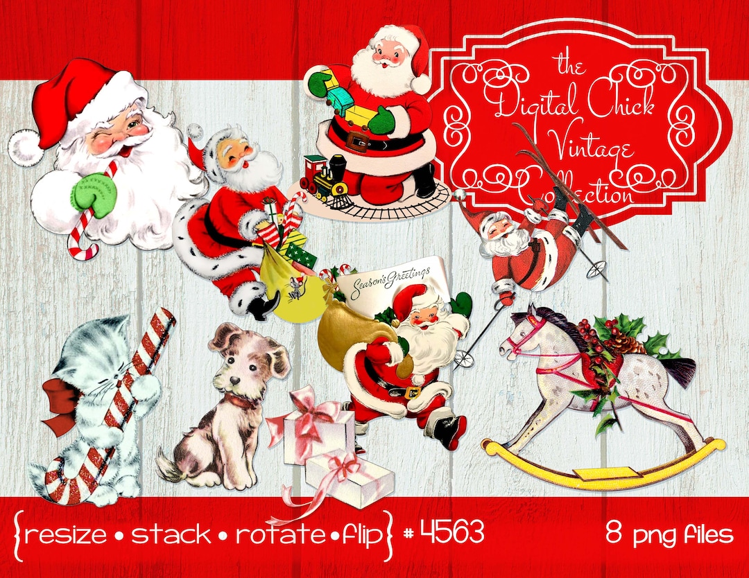 Vintage Santa Claus Clipart: Christmas PNG Images (digital Download) - Etsy