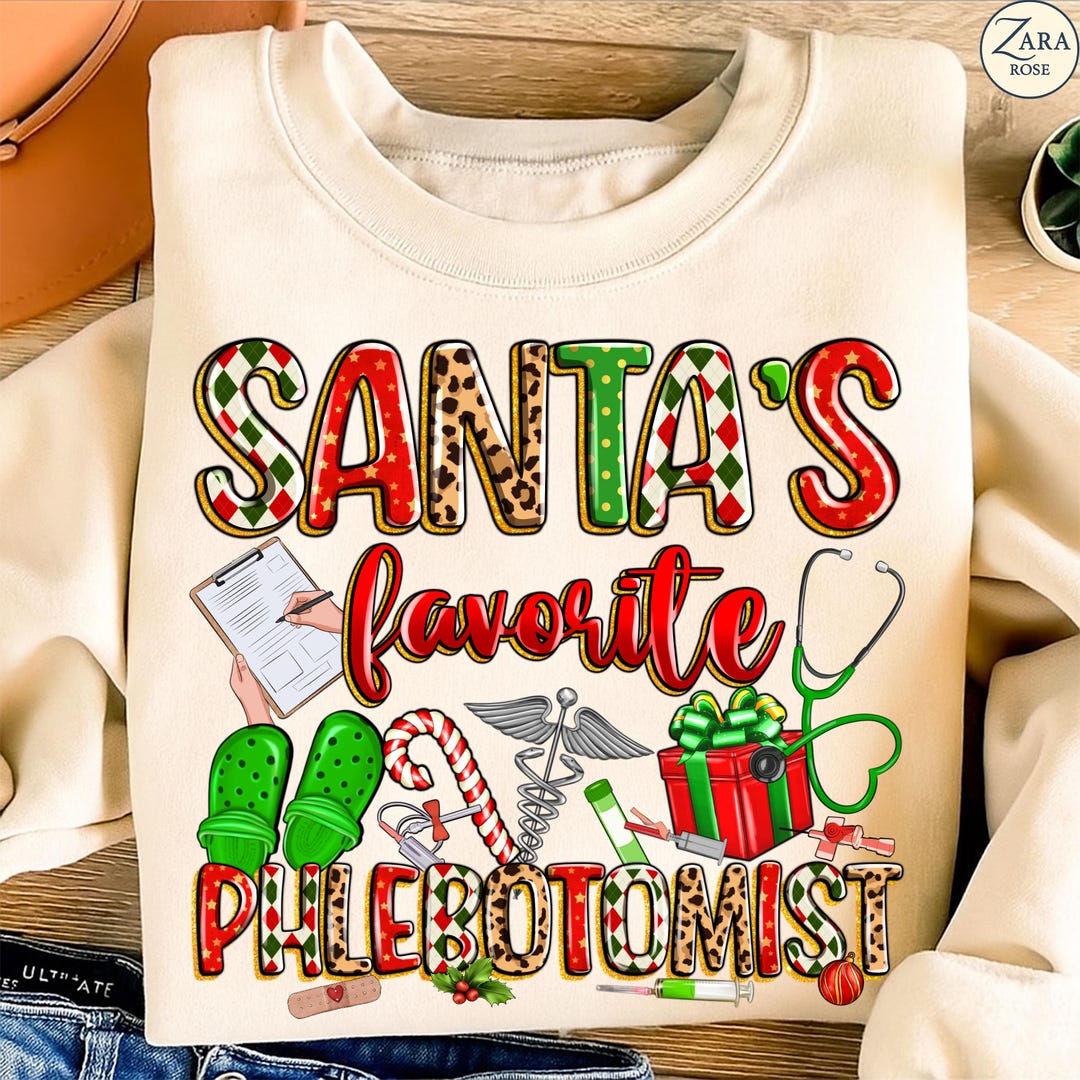 Santa’s Favorite Phlebotomist Christmas Png, Medical Tech Holiday Png ...