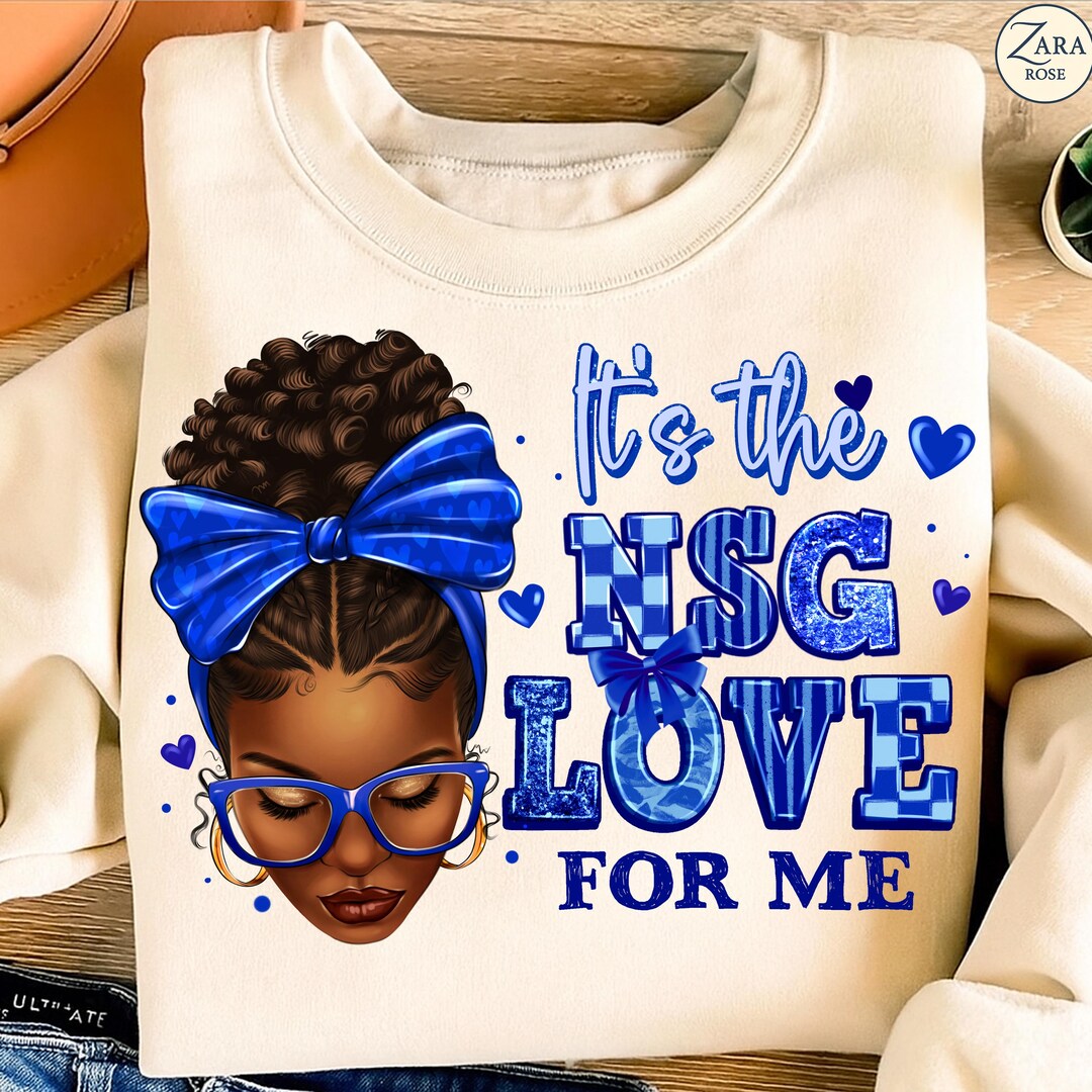 Its the NSG Love Png, Blue Sorority Girl Png, Afro Woman NSG Design Png ...