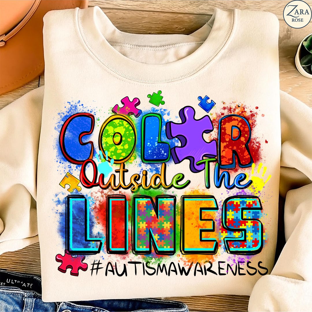 Color Outside the Lines Png, Autism Awareness Puzzle Art Png ...