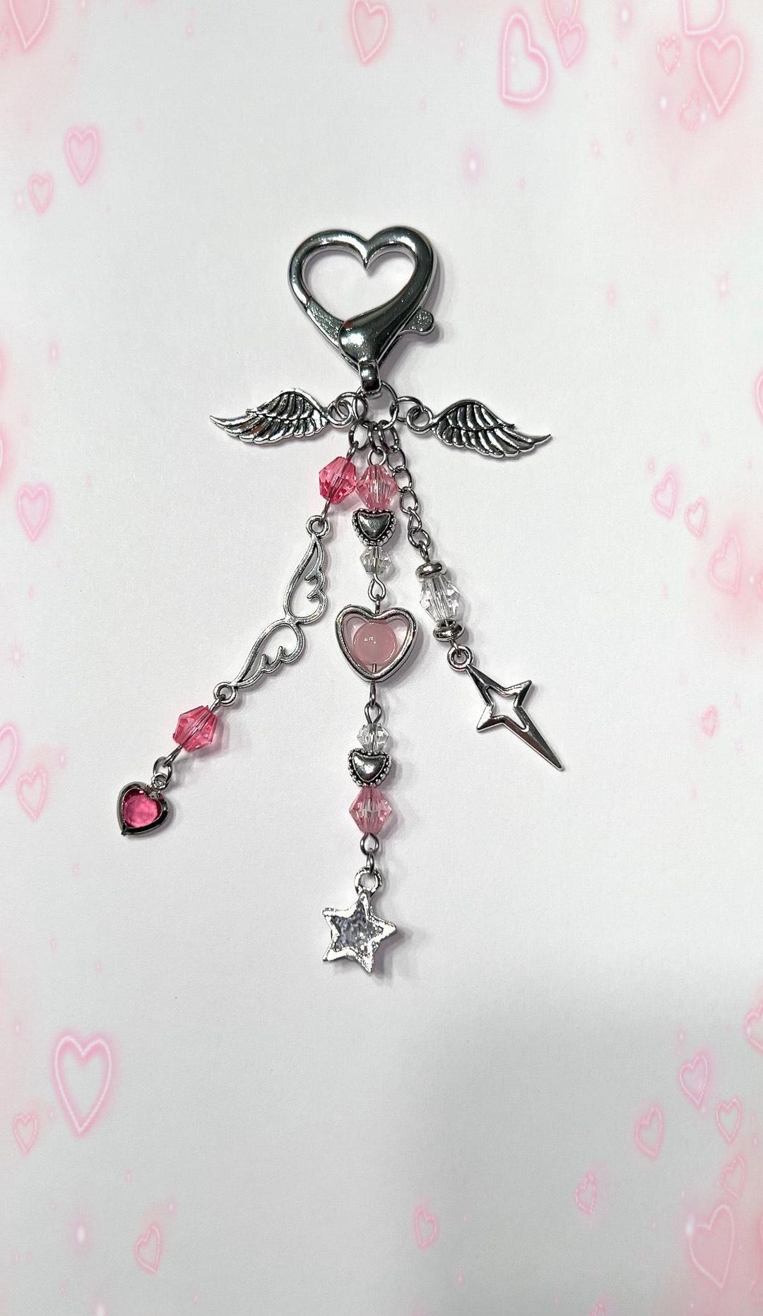 Pink Angel V2 Key Chain | Inspired by Pink Mercy | Beads, Charms, Pink ...