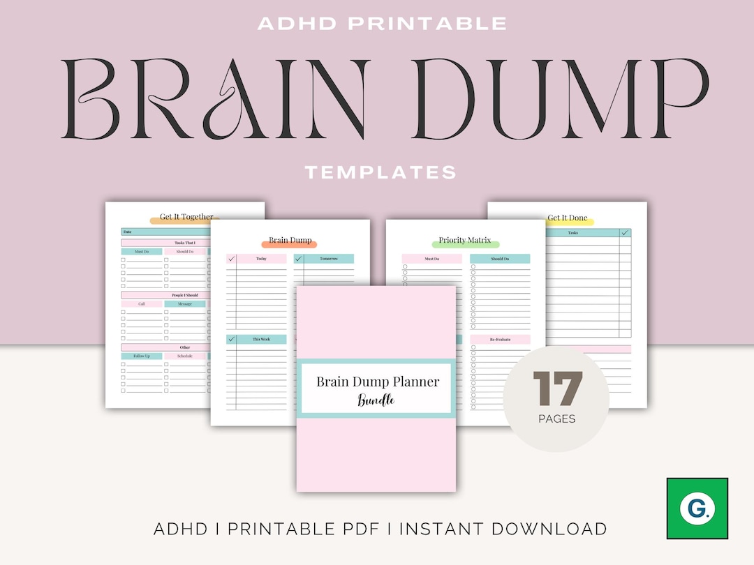 ADHD Brain Dump Printable Template | ADHD Focus Planner | to Do List ...
