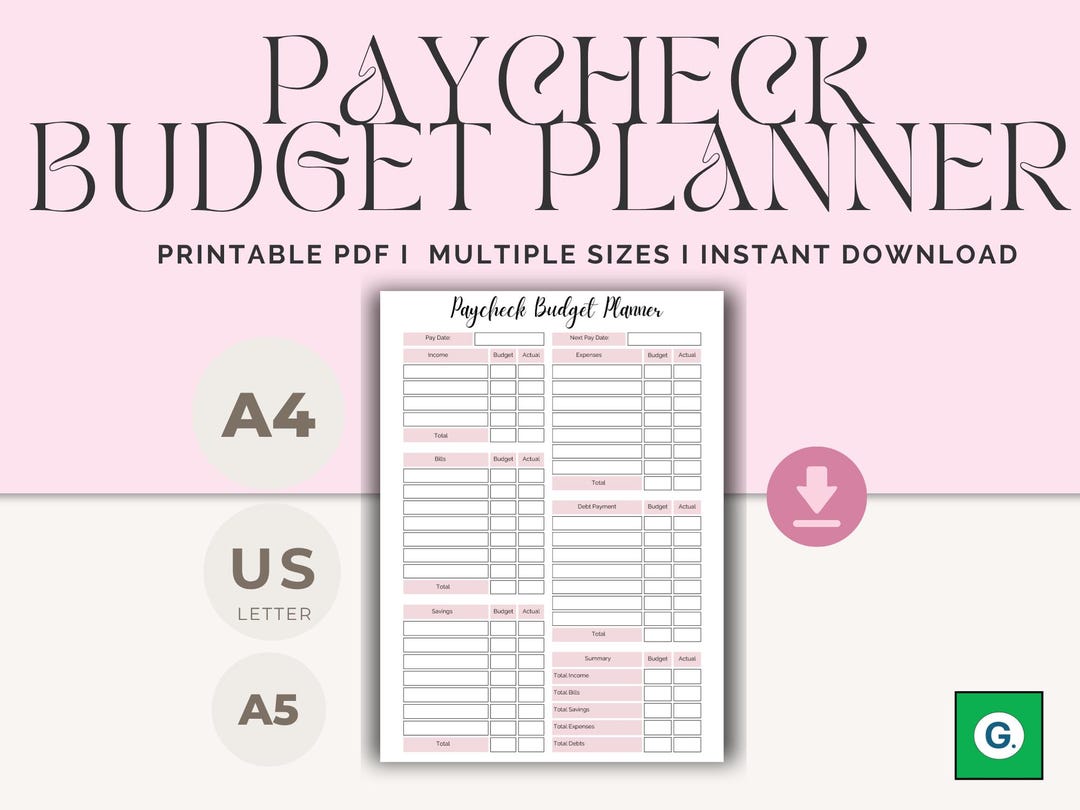 Paycheck Budget Planner | Budget by Paycheck | Income Expense Debt ...