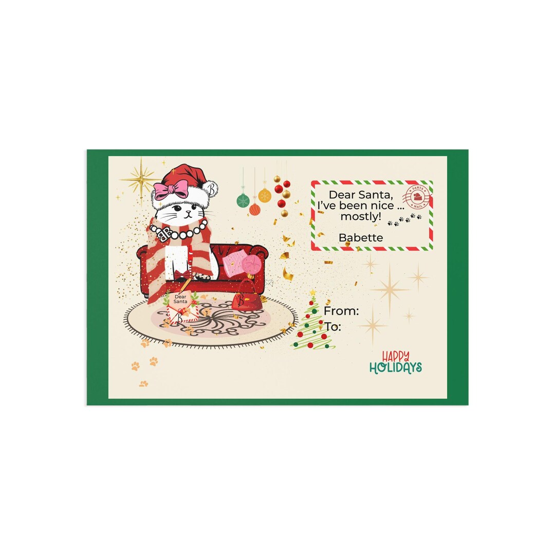 Cute Cat Santa Postcard | Fine Art Holiday Postcards, Merry Christmas ...