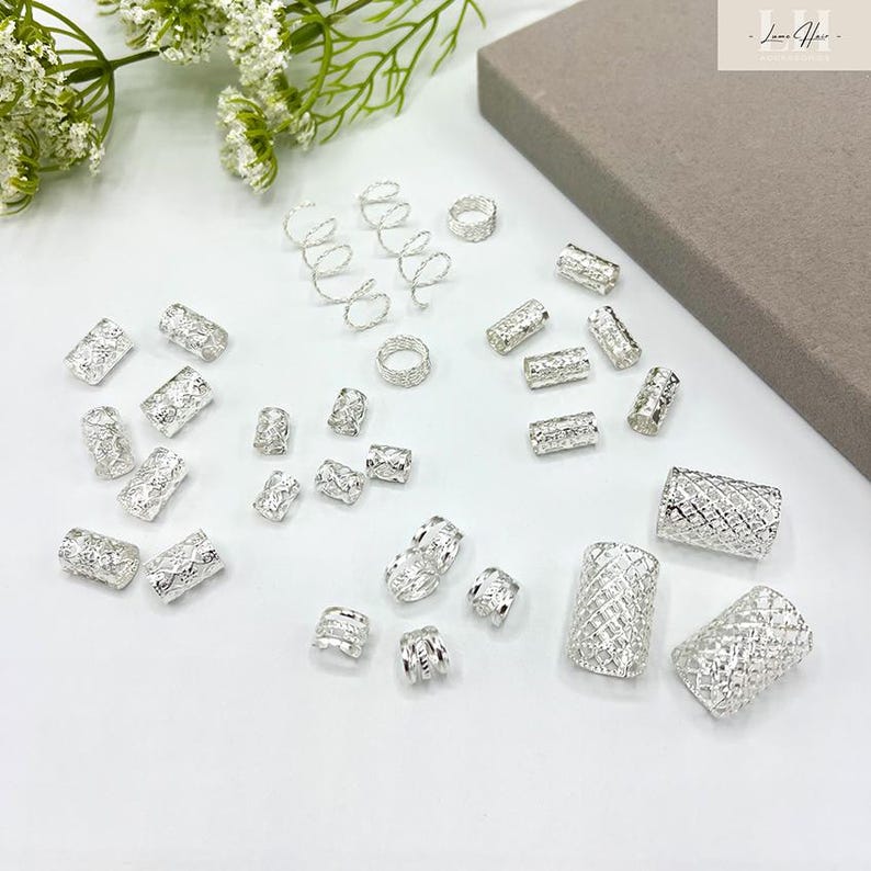 Metal Hair Cuffs, 90pcs Gold Silver Hair Rings, Hair Ring Set for ...