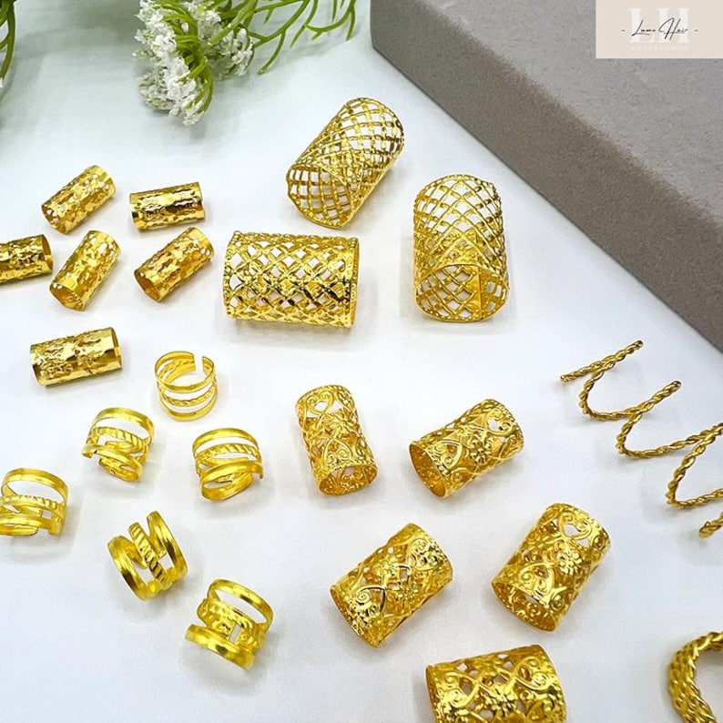Metal Hair Cuffs, 90pcs Gold Silver Hair Rings, Hair Ring Set for ...