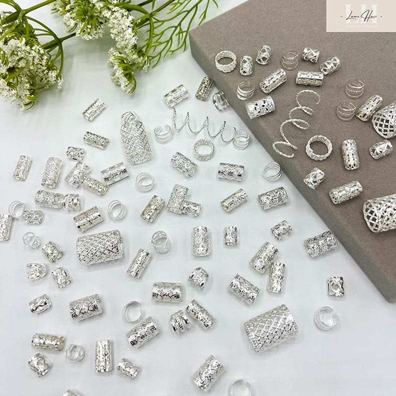 Metal Hair Cuffs, 90pcs Gold Silver Hair Rings, Hair Ring Set for ...